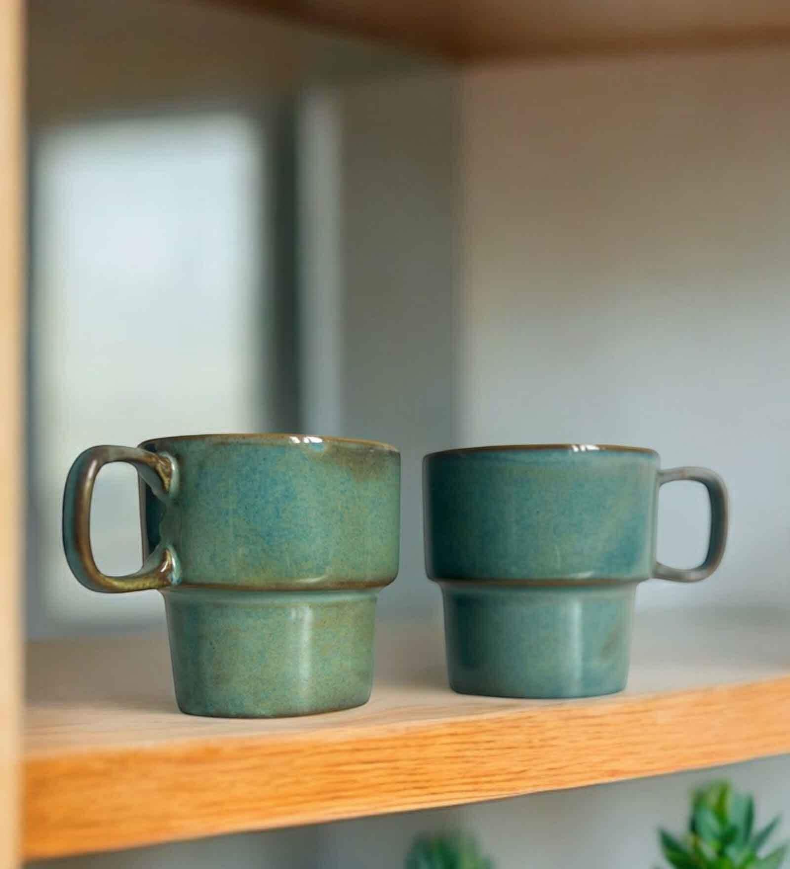 Buy Rustic Stone | Stackable Ceramic Tea and Coffee Cups - Home and ...