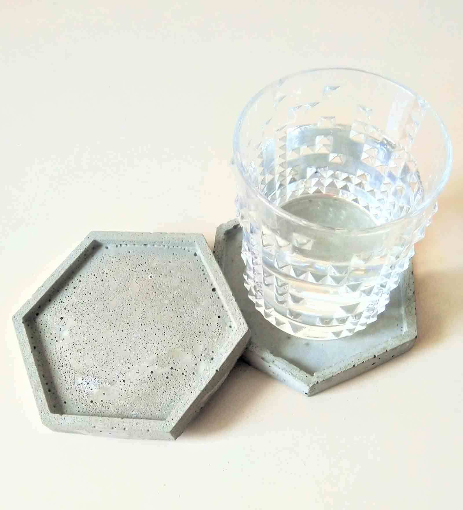 Buy Rustic Textured Grey Handcrafted Cement Coasters , Set of 4 by ...