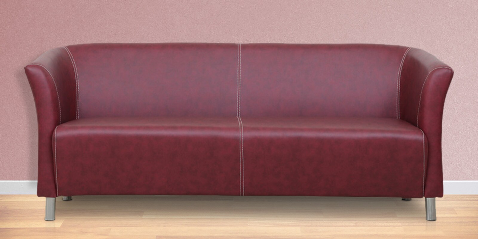 Buy Ruby Three Seater Sofa in Red Leatherette by Sofab Online - Sofa ...