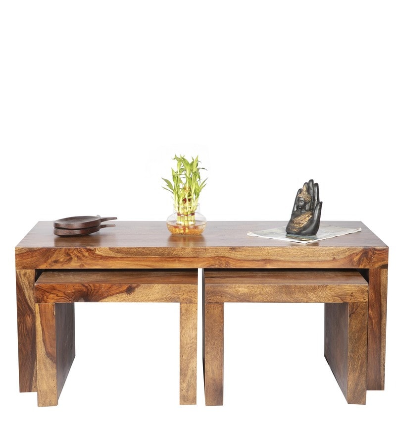 Buy Russell Sheesham Wood Nesting Coffee Table Set in Teak Finish with ...