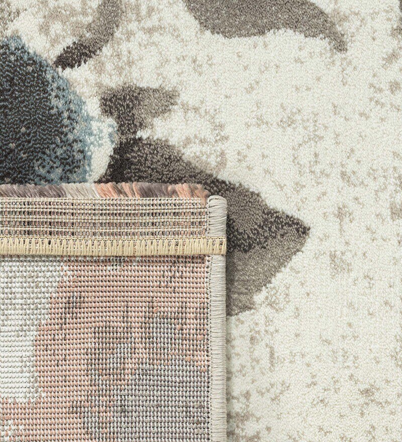 Buy Rust Polypropylene Floral 5 x 2 Feet Machine Made Bedside Runner by ...