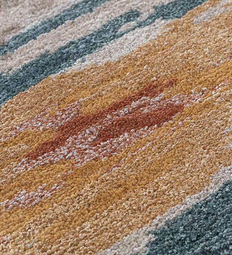 Buy Rust Viscose and Wool Abstract 8 ft x 10 ft Hand Tufted Carpet by ...