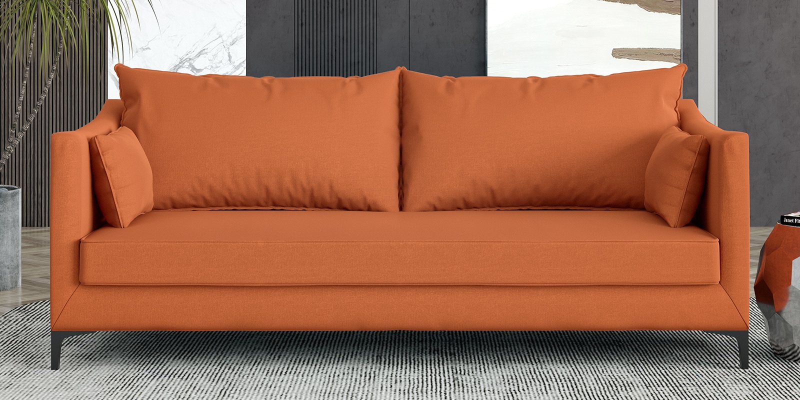 Buy Esteban Velvet 3 Seater Sofa In Rust Colour at 8% OFF by Casacraft ...