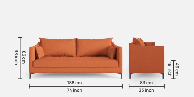 Buy Esteban Velvet 3 Seater Sofa In Rust Colour By Casacraft Online ...