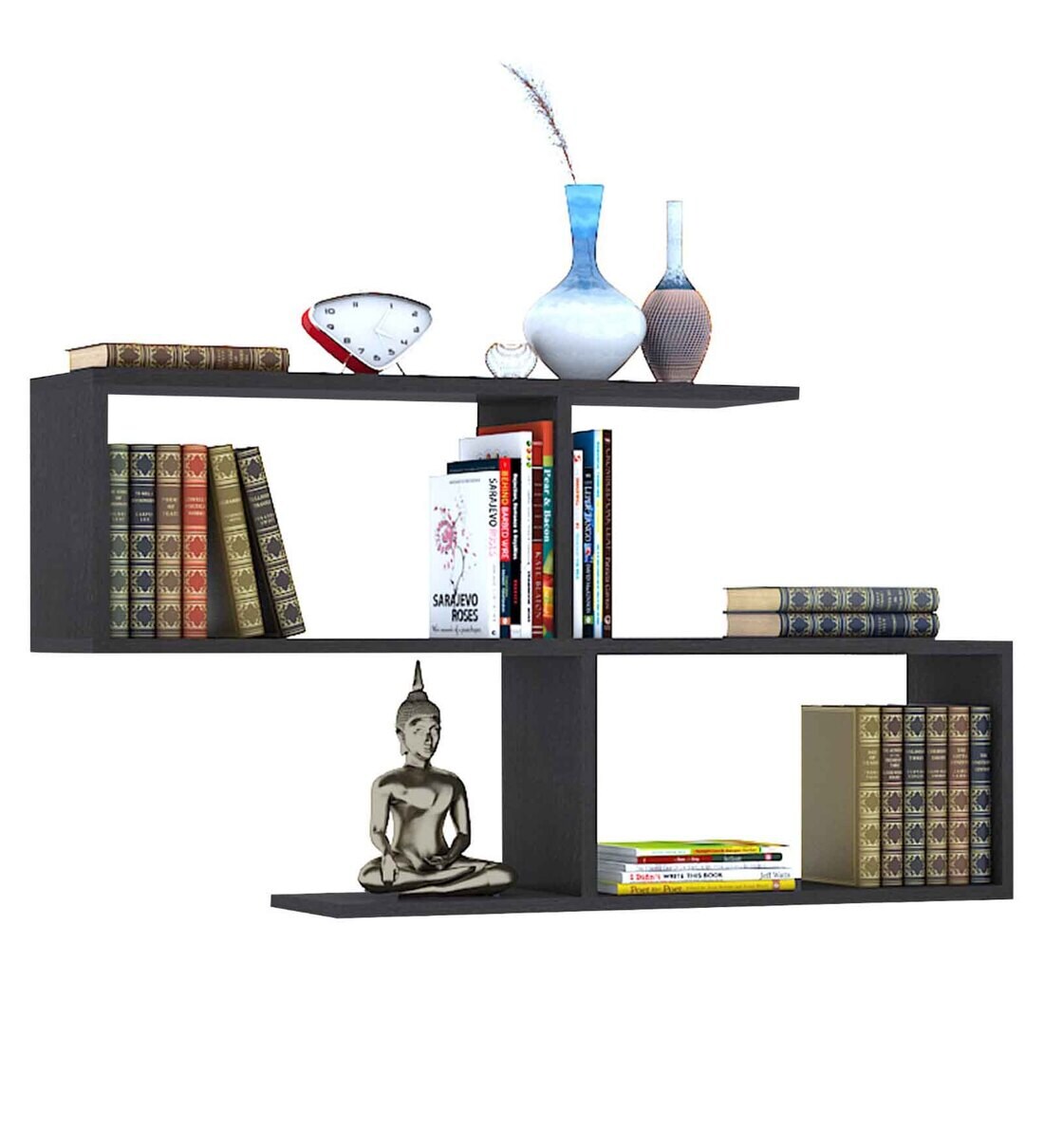 Buy S Shape Engineered Wood Wall Shelf In Brown By Klaxon Online ...