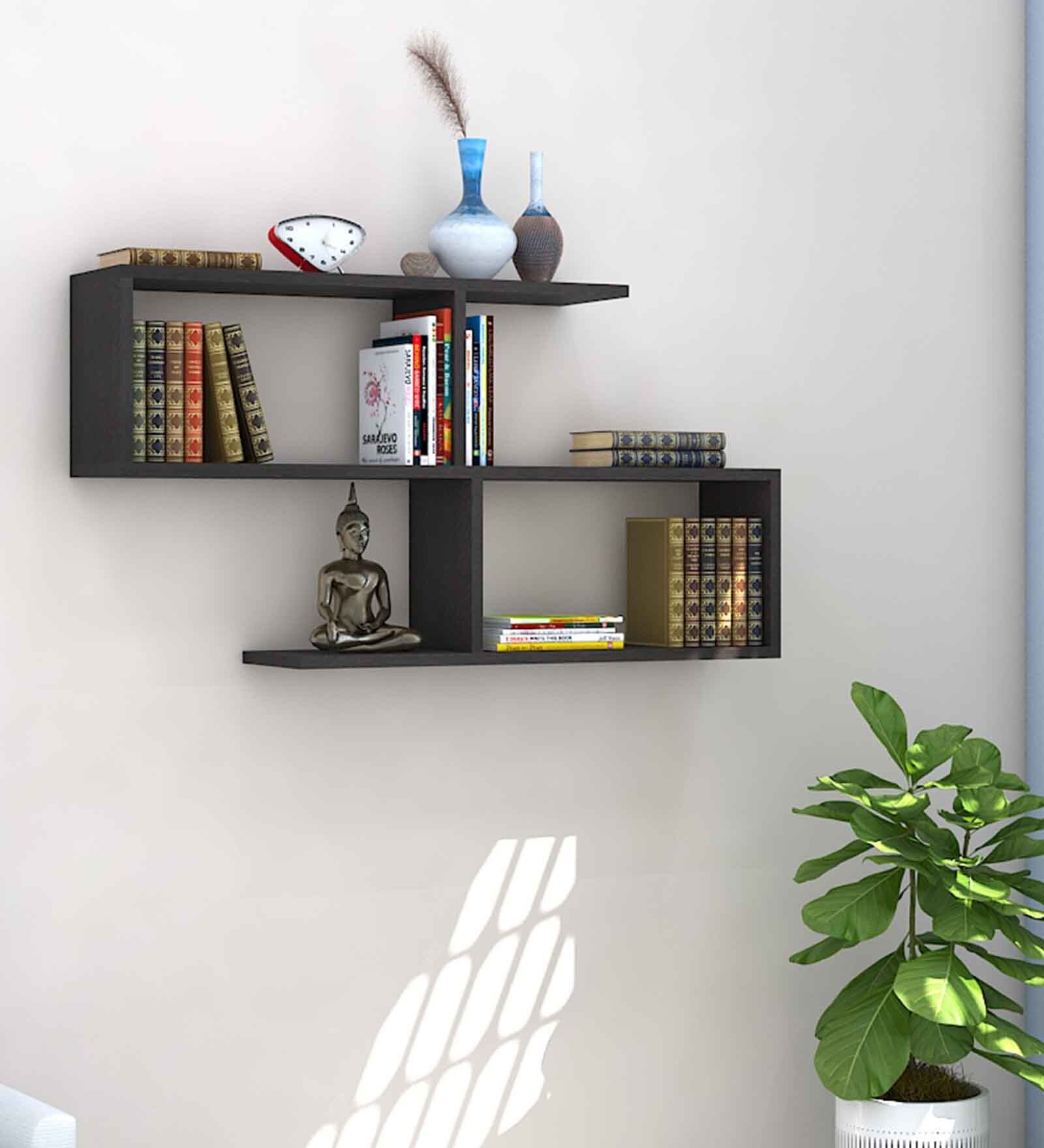 Buy S Shape Engineered Wood Wall Shelf In Brown By Klaxon at 46% OFF by ...