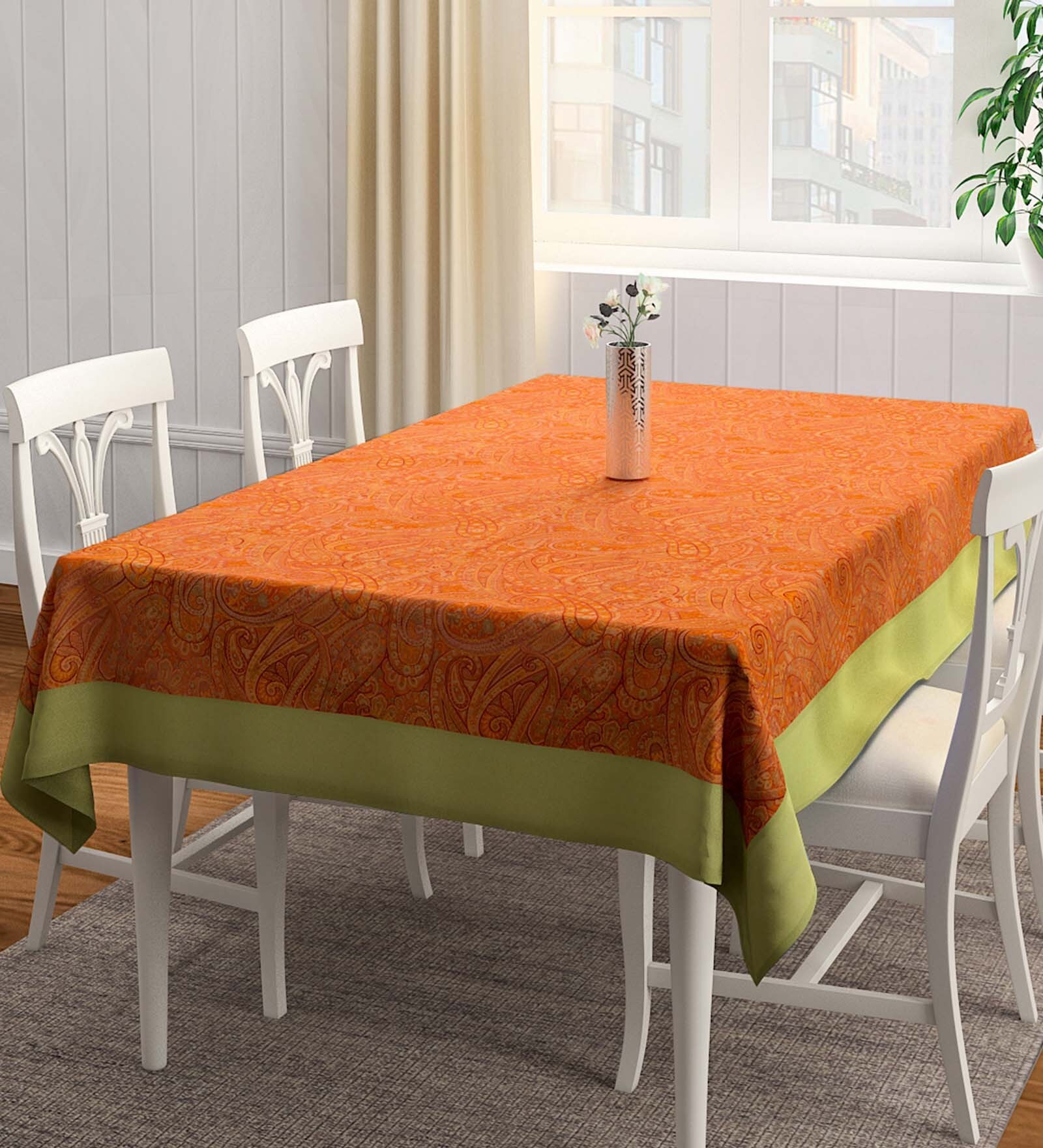 Buy S9Home Ethnic Matching Border Orange Polyester Table Cloth at 57% ...