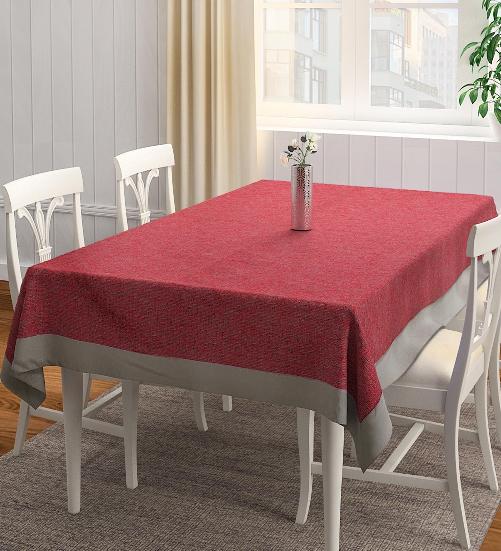 Buy Plain Solid Red Polyester 90X60 Inch Table Cloth By S9Home at 57% ...