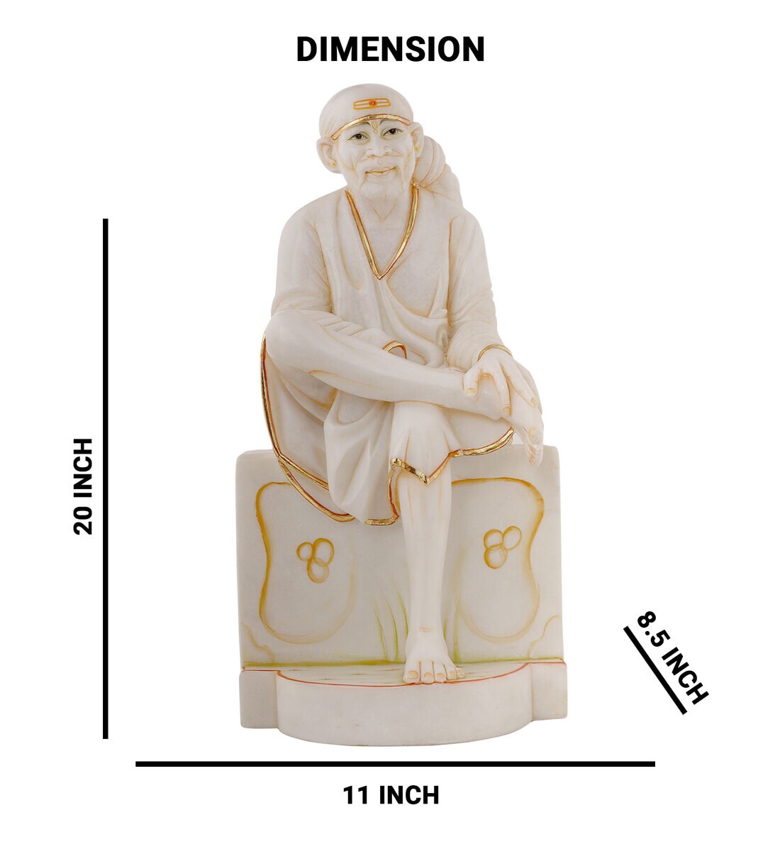 Buy Sai Baba Asana Marble White Religious Idol by Urbancart Online ...