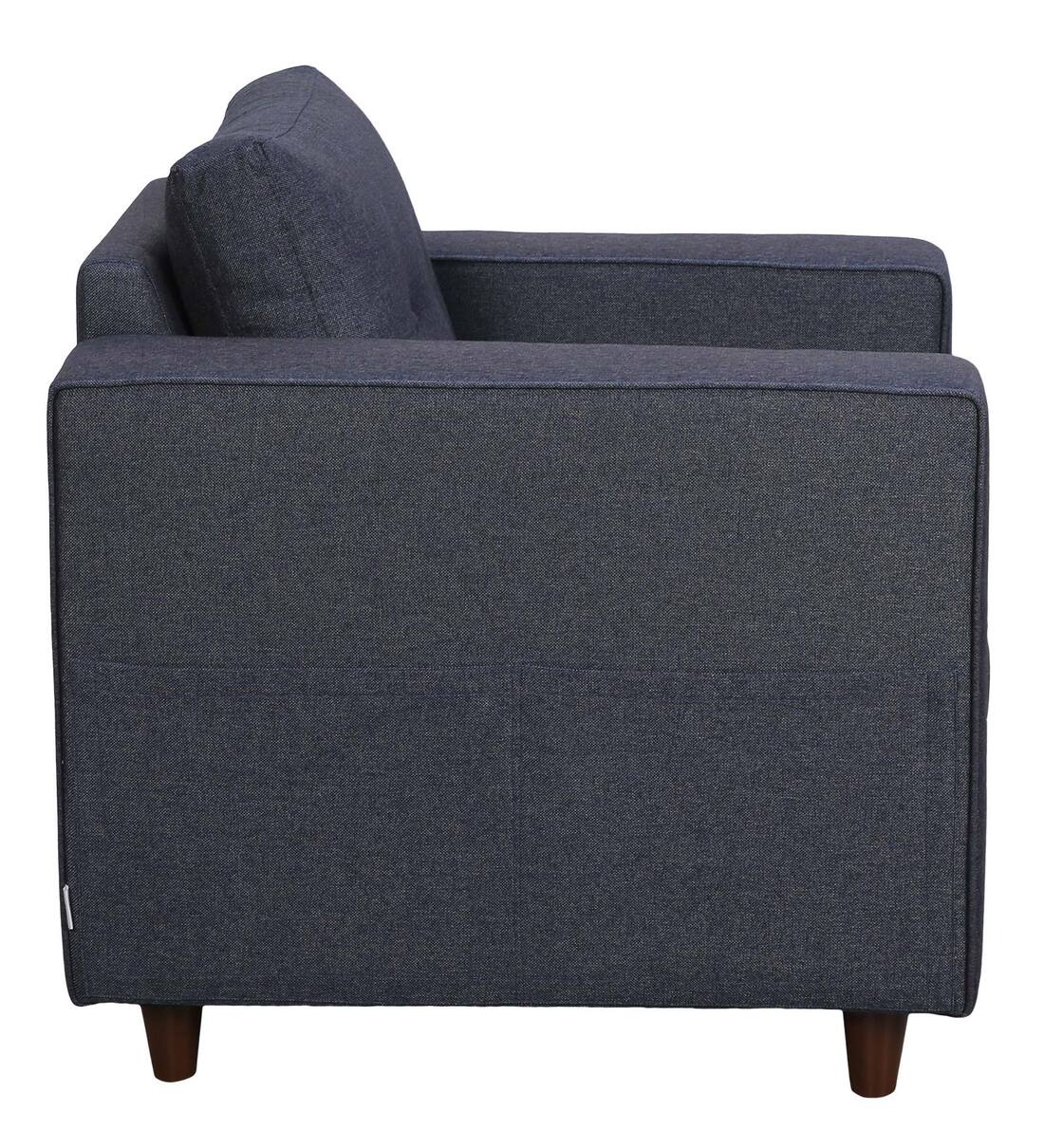 Buy Carrera Fabric 1 Seater Sofa In Spruce Blue Colour By Woodsworth ...
