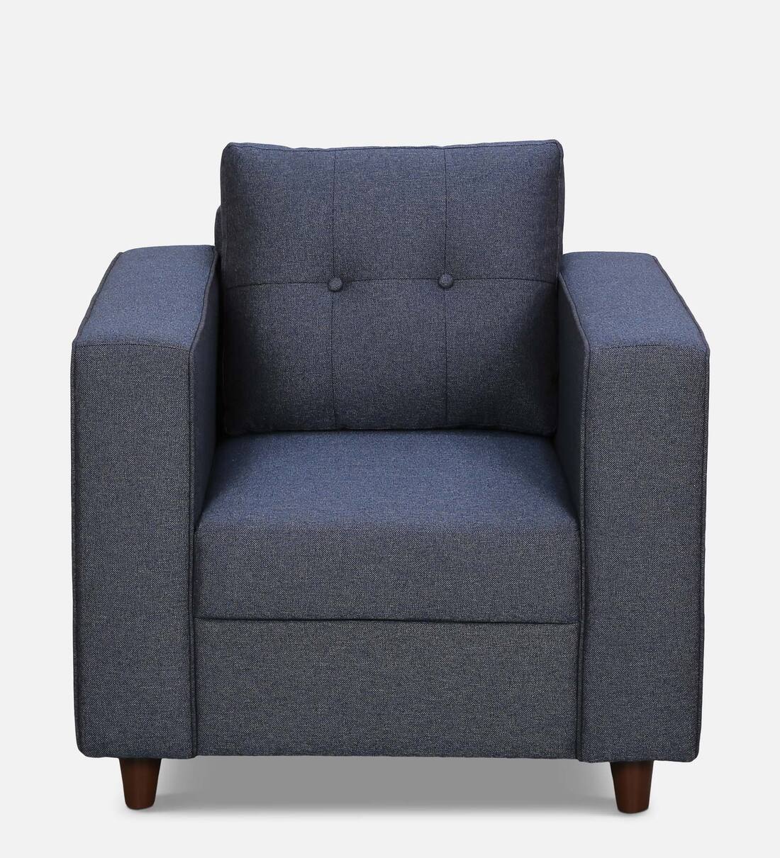 Buy Carrera Fabric 1 Seater Sofa In Spruce Blue Colour By Woodsworth ...