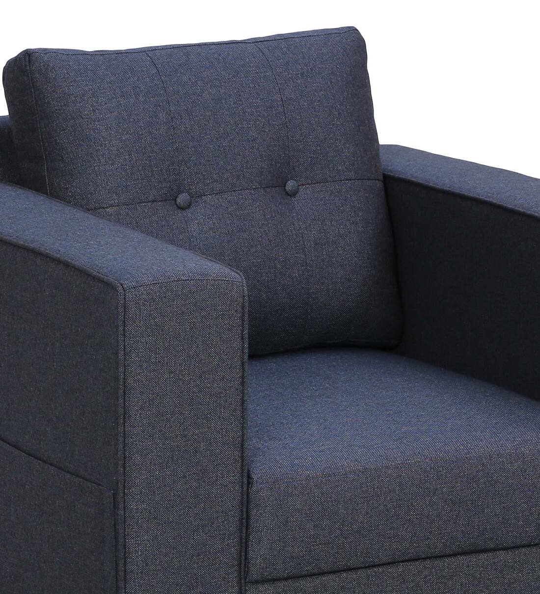 Buy Carrera Fabric 1 Seater Sofa In Spruce Blue Colour By Woodsworth ...