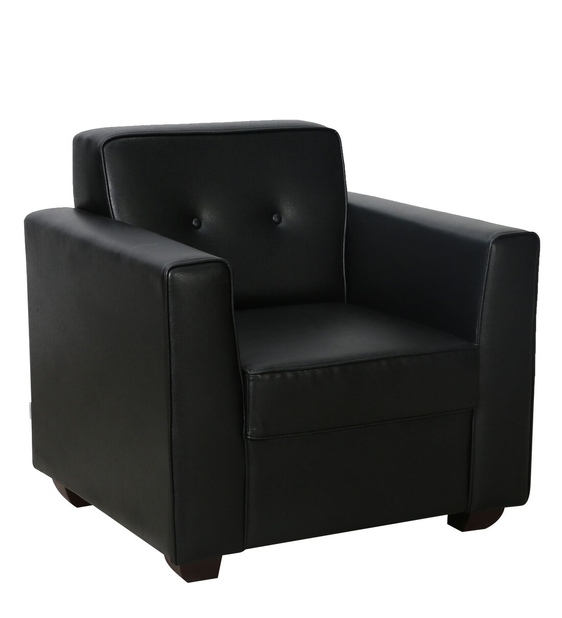 Buy Denia Leatherette 1 Seater Sofa In Black Colour By Woodsworth ...