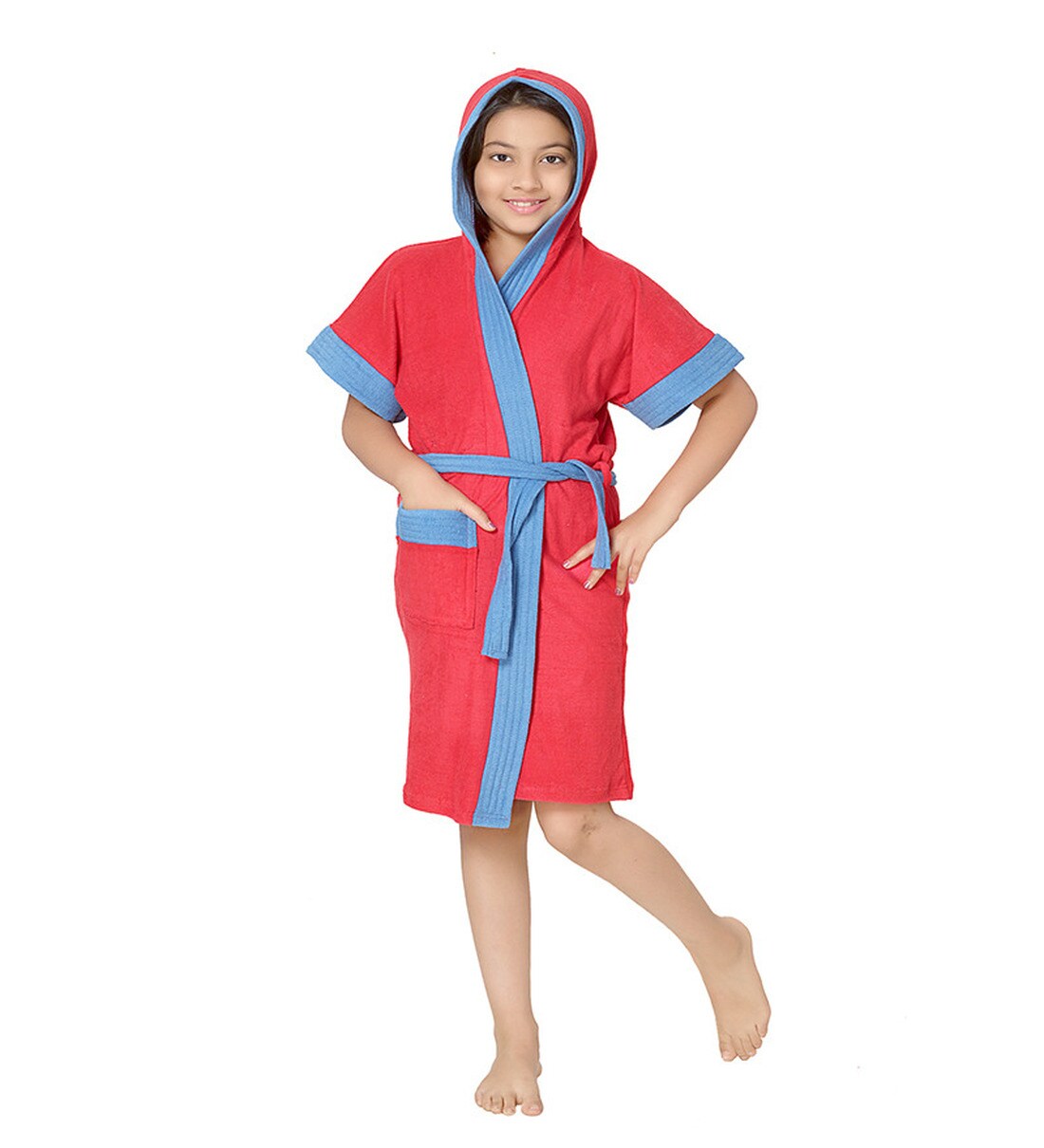 Buy Sand Dune Robe Red Terry Cotton 28X32 INCH Kids Bath Robe at 30% ...