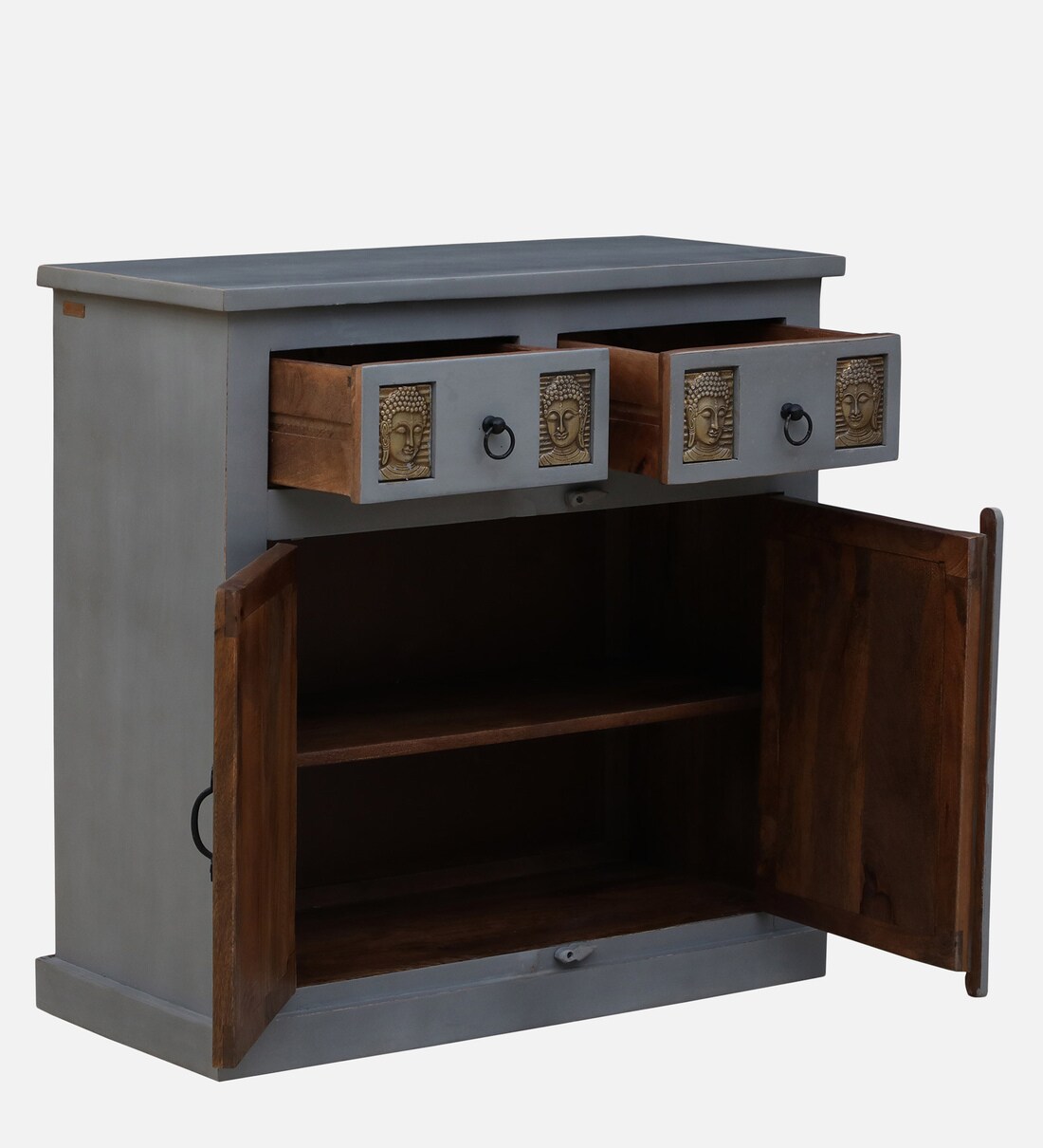 Buy Santana Solid Wood Sideboard In Grey Distressed Finish By Bohemiana ...