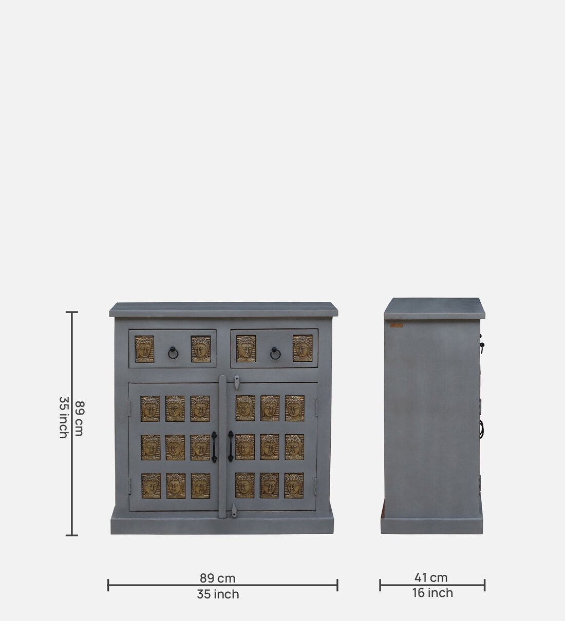 Buy Santana Solid Wood Sideboard In Grey Distressed Finish By Bohemiana ...