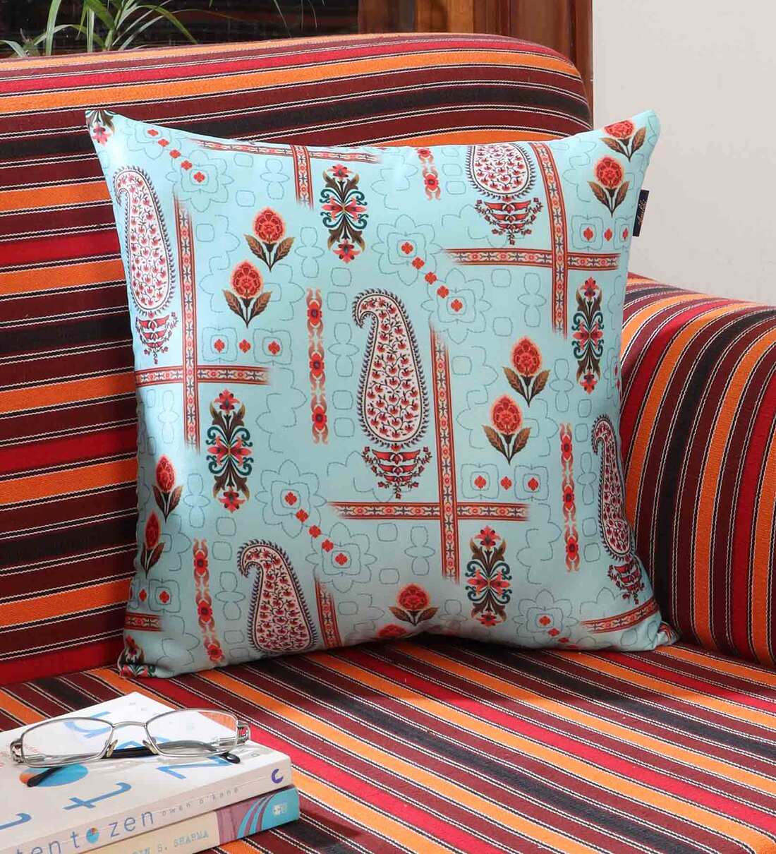 Buy Satin Multicolour 16 x 16 Inch Cushion Cover (Set of 1) by Ambbi ...