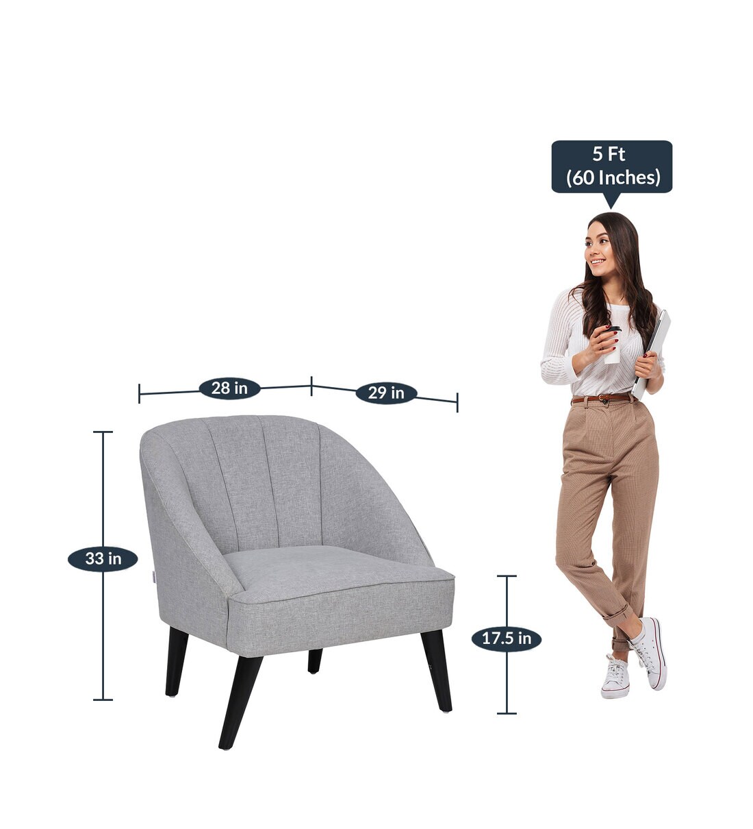 Buy Umag Fabric Barrel Chair in Ash Grey Colour Online - Barrel Chairs ...