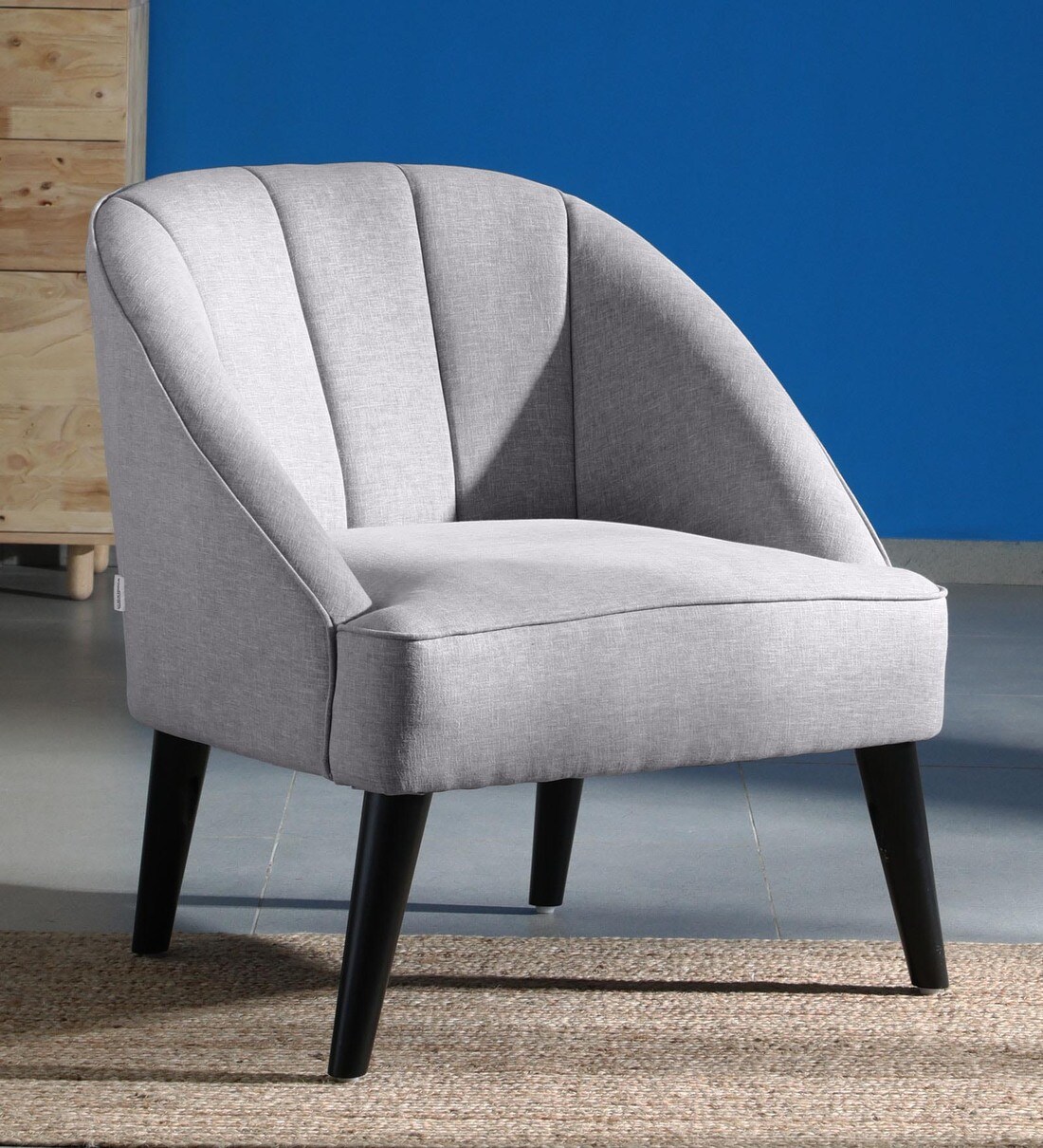 Buy Umag Fabric Barrel Chair in Ash Grey Colour Online - Barrel Chairs ...