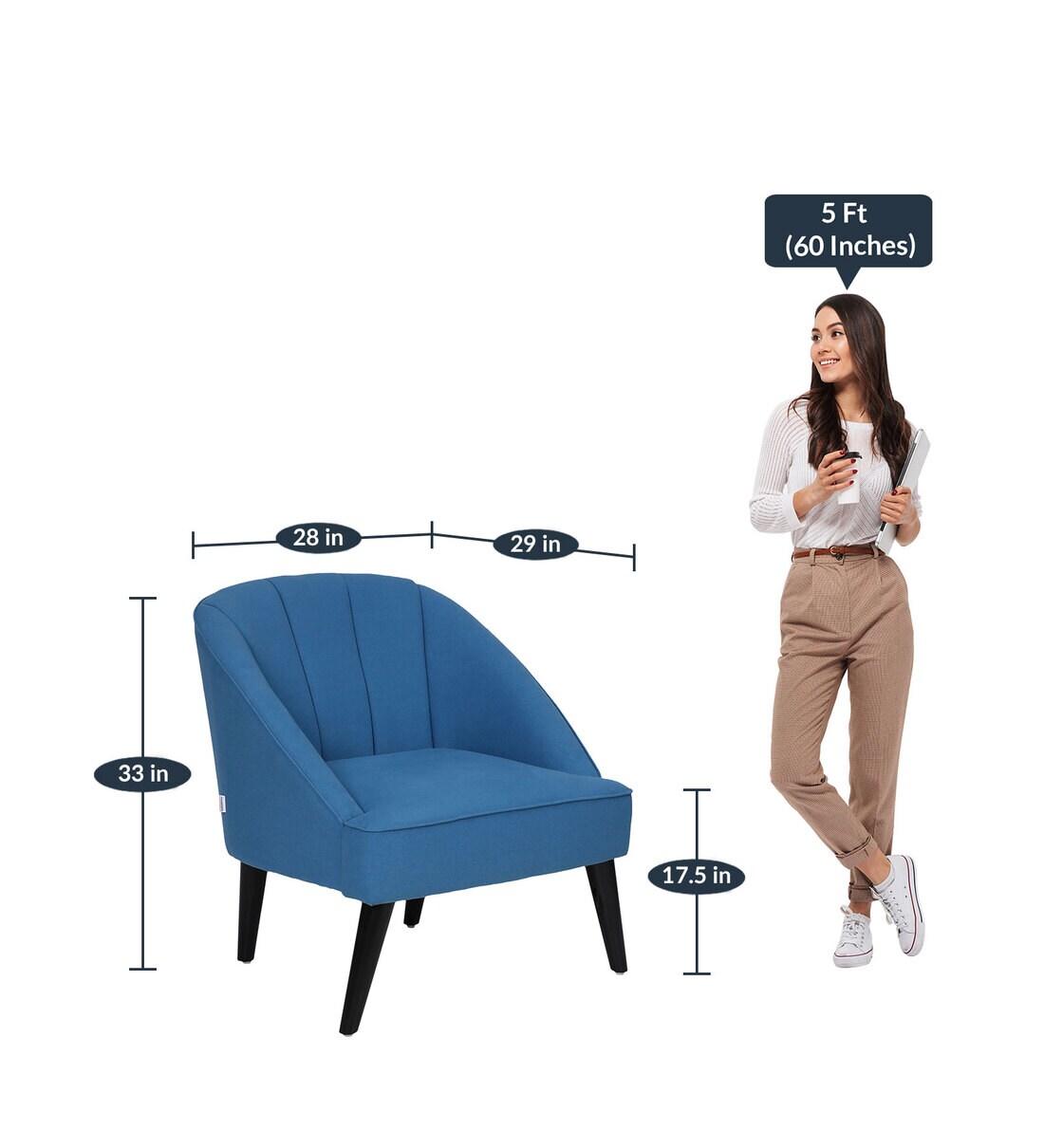 Buy Umag Fabric Barrel Chair in Blue Colour Online - Barrel Chairs ...