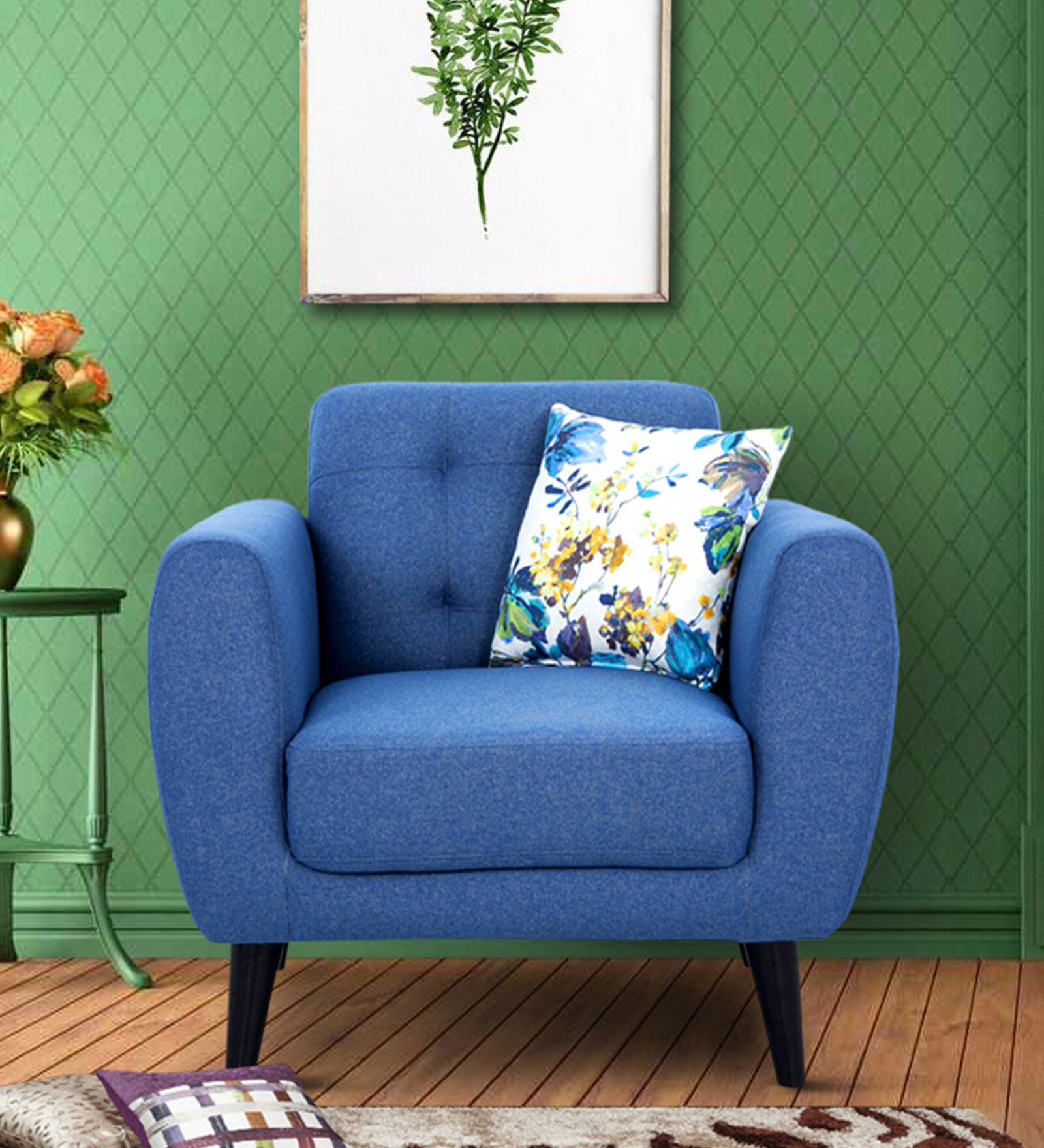Buy Salford One Seater Sofa in Blue Colour by Urban Living Online - 1 ...