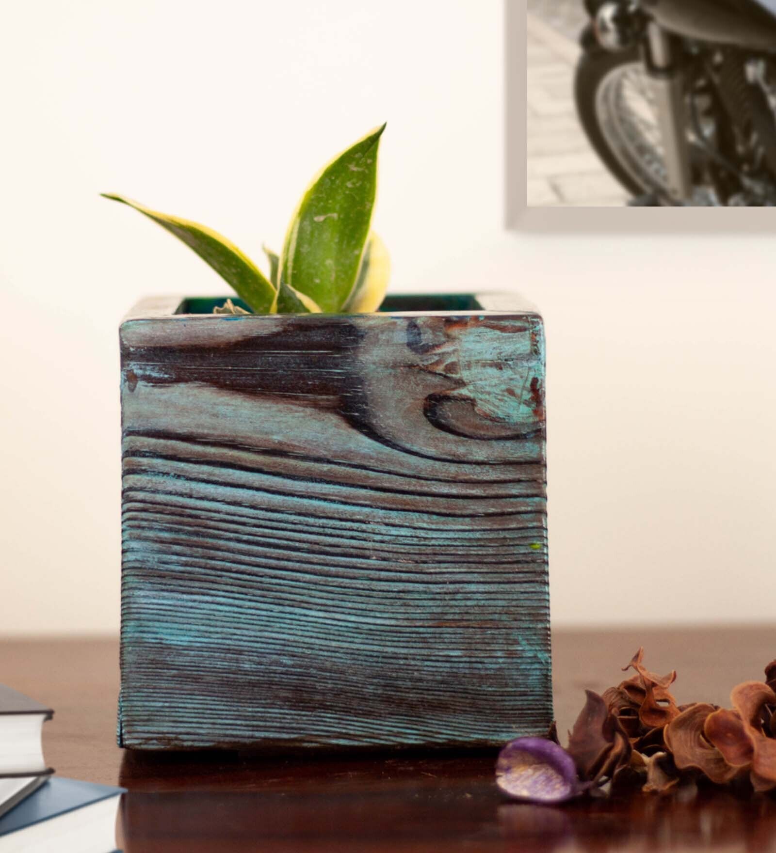 Buy Blue Pinewood Desk Pot by Soulspiti at 23% OFF by Soulspiti | Pepperfry