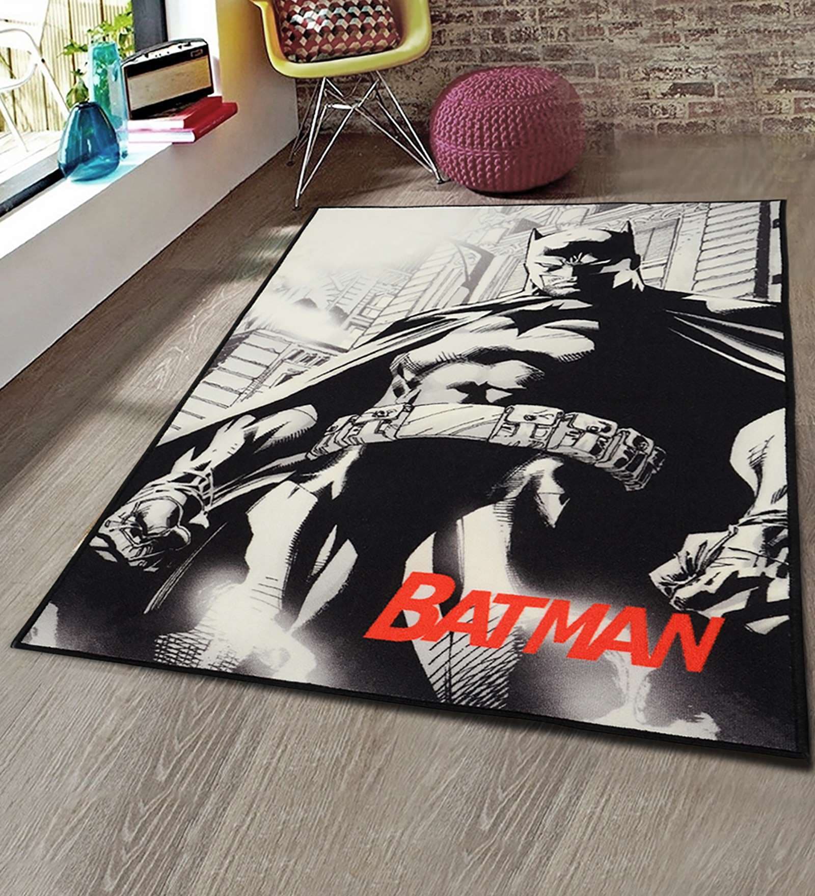 Buy Batman Cartoon Printed Anti Slip Polyester Kids Carpet 90X150 cm ...