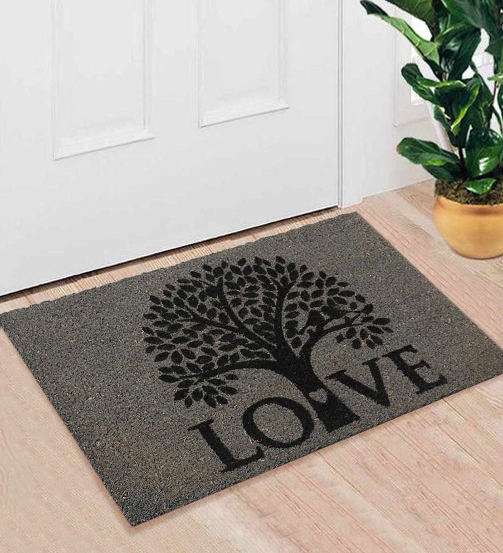 Buy Grey Coir Slogan Pattern 24x16 Inch Stain Resistant Door Mat at 56% ...