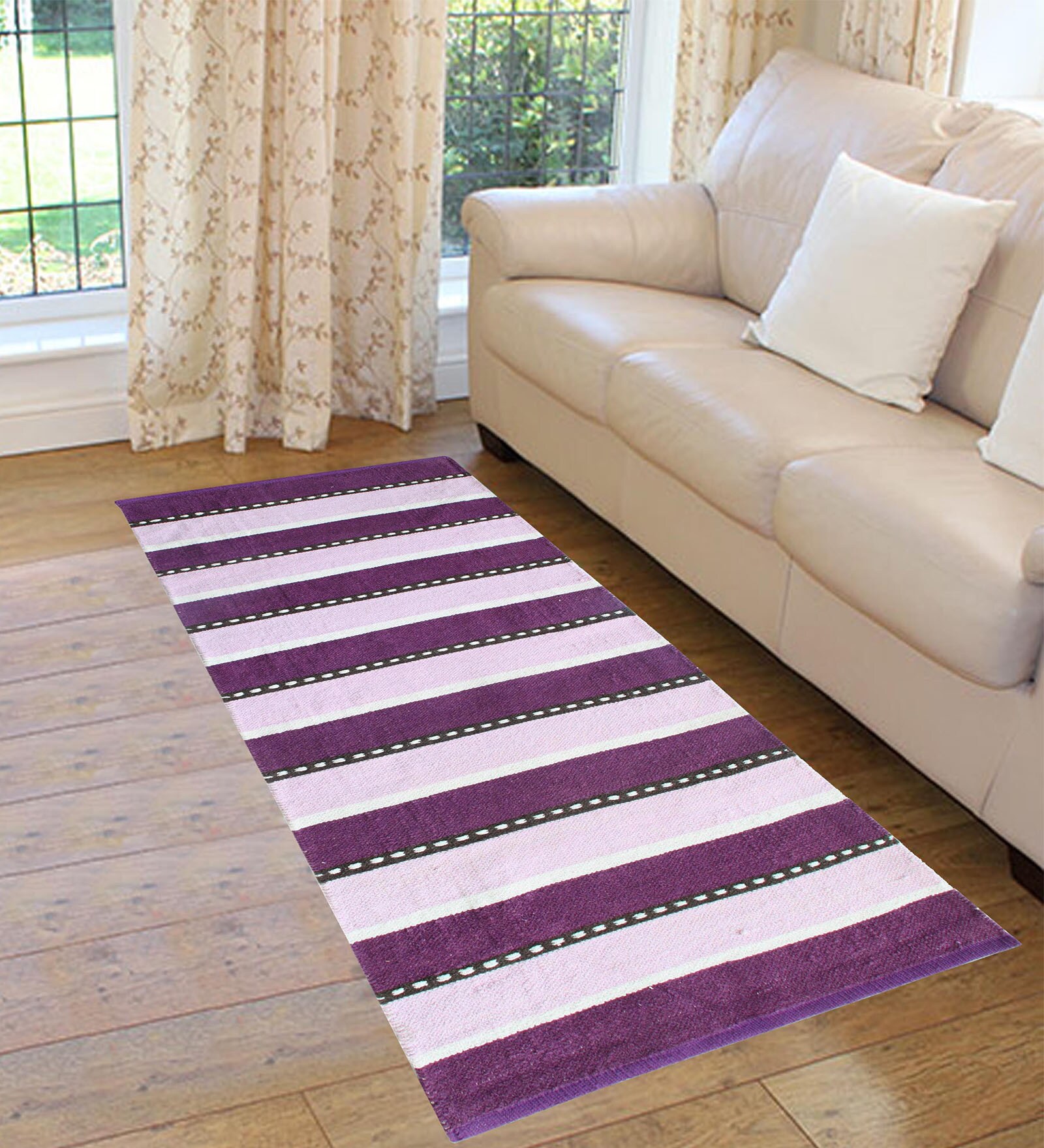 Buy Abstract Pattern Cotton 6 X 2 Feet Hand Woven Bedside Runner at 56% ...
