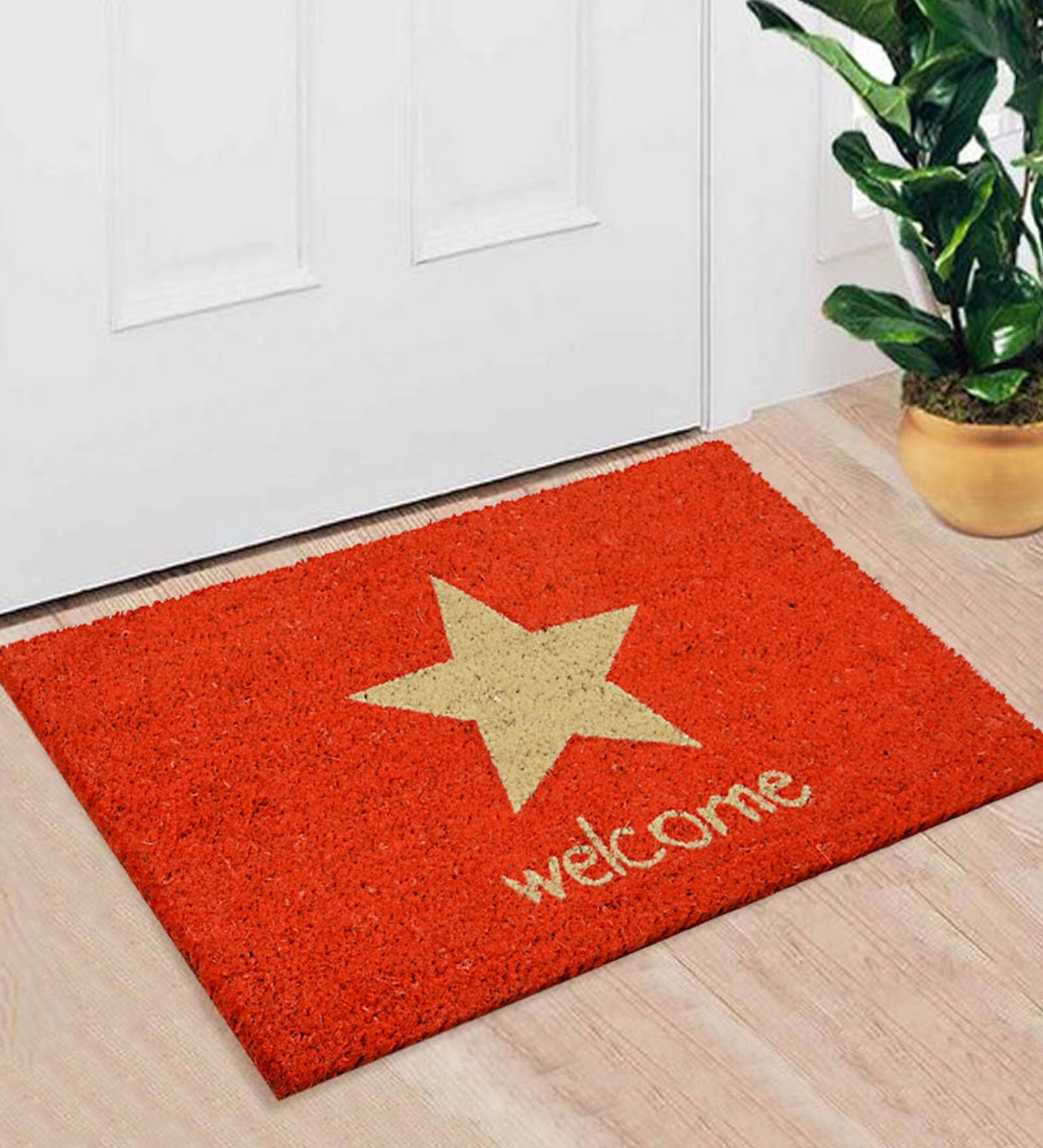 Buy Red Coir Slogan Pattern 24X16 Inch Stain Resistant Door Mat at 56% ...