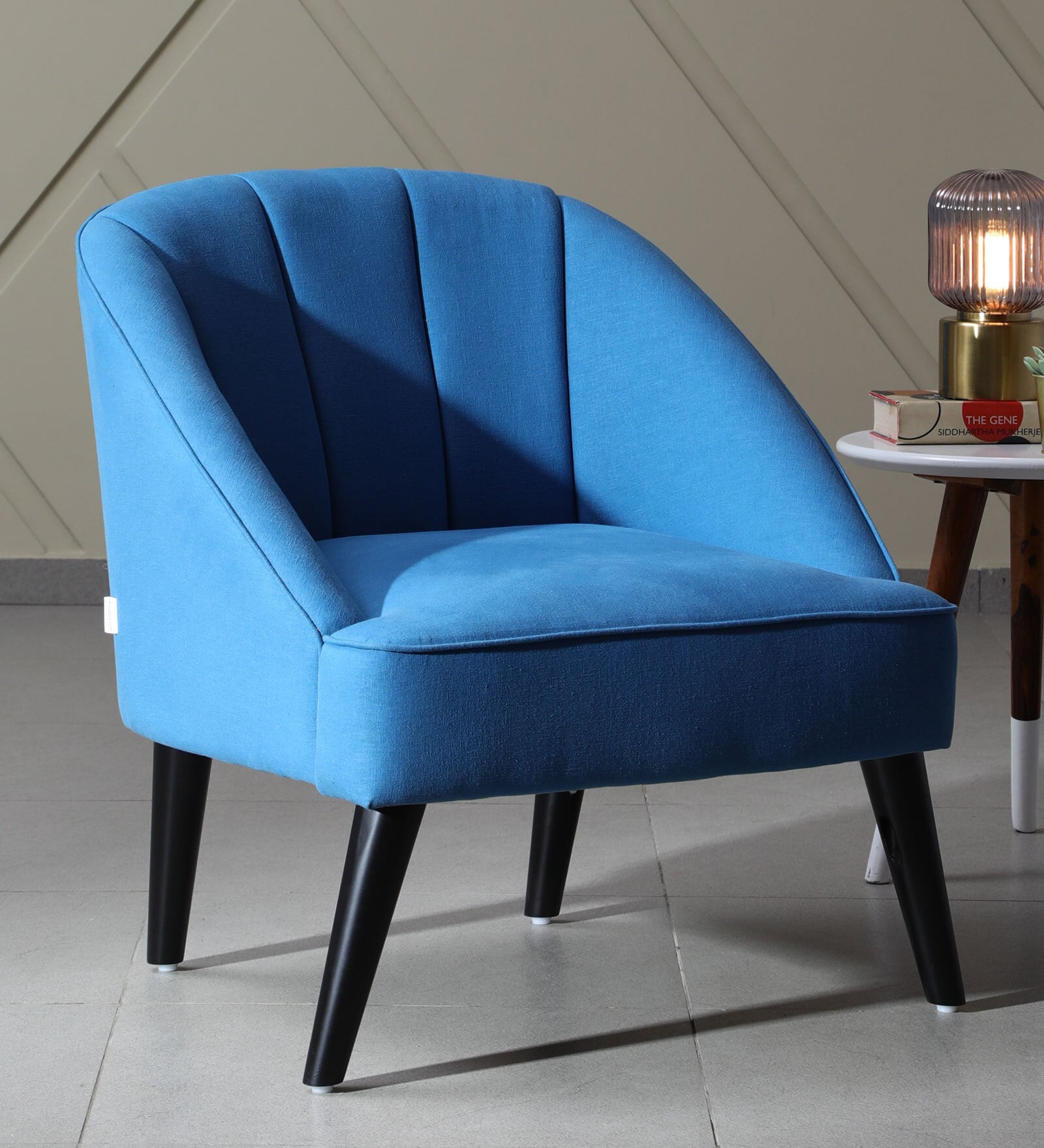 Buy Umag Fabric Barrel Chair in Blue Colour Online - Barrel Chairs ...