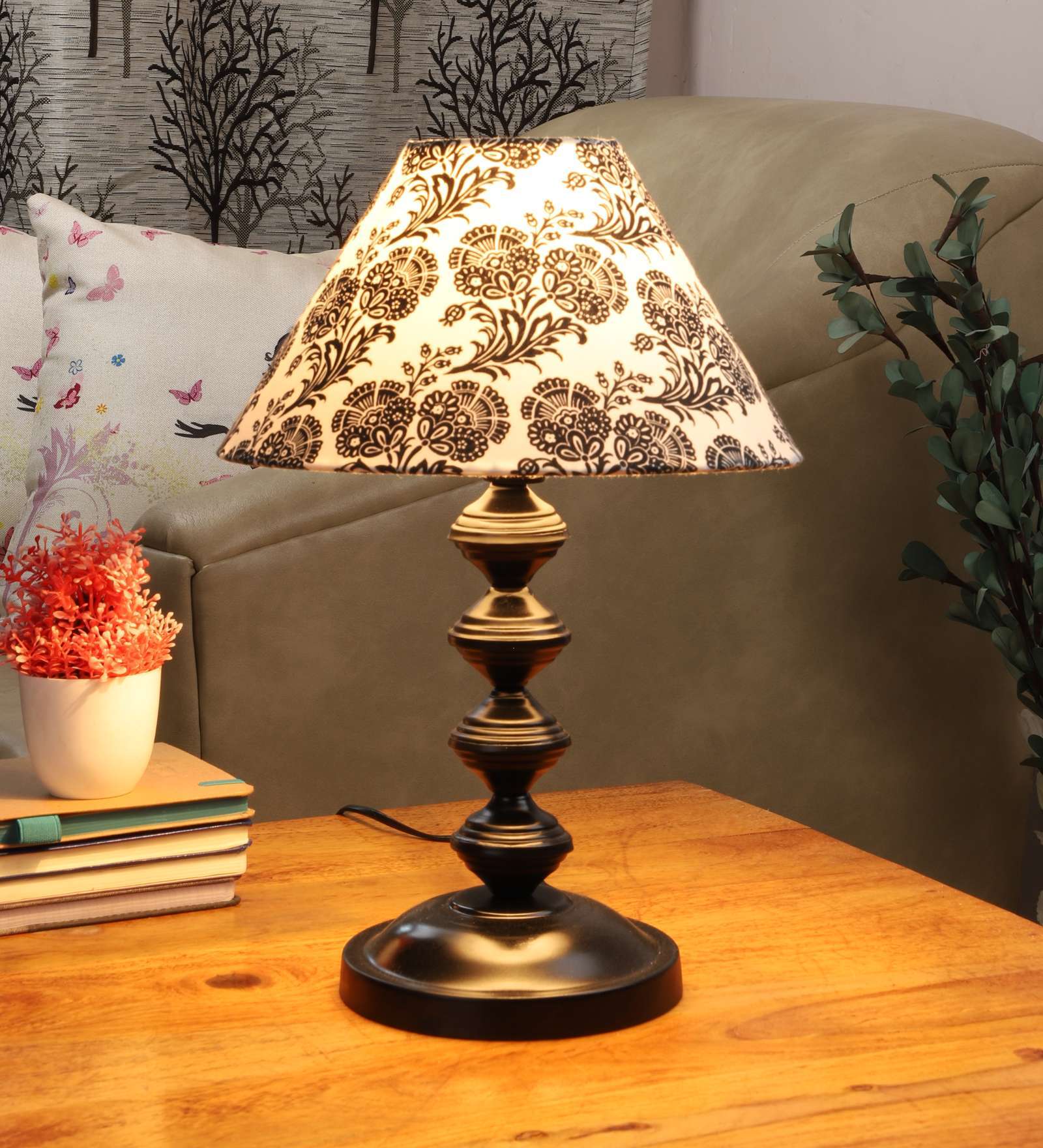 Buy Savion Black Metal Table Lamp With Filigree Print Sahde at 52% OFF ...