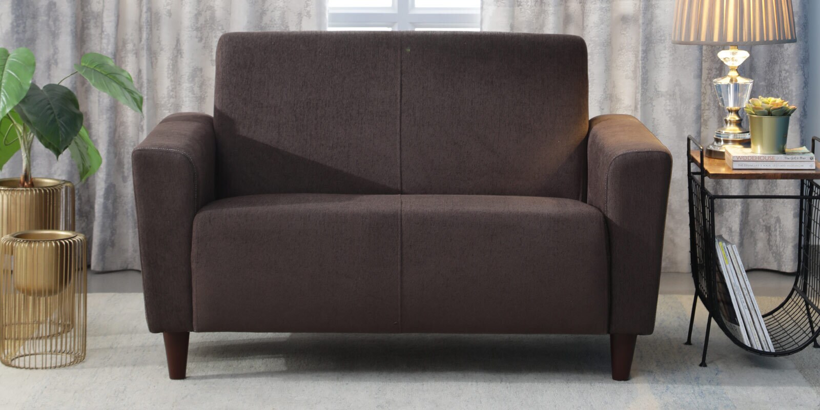 Buy Kemerovo Fabric 2 Seater Sofa In Chestnut Brown Colour at 1% OFF by ...