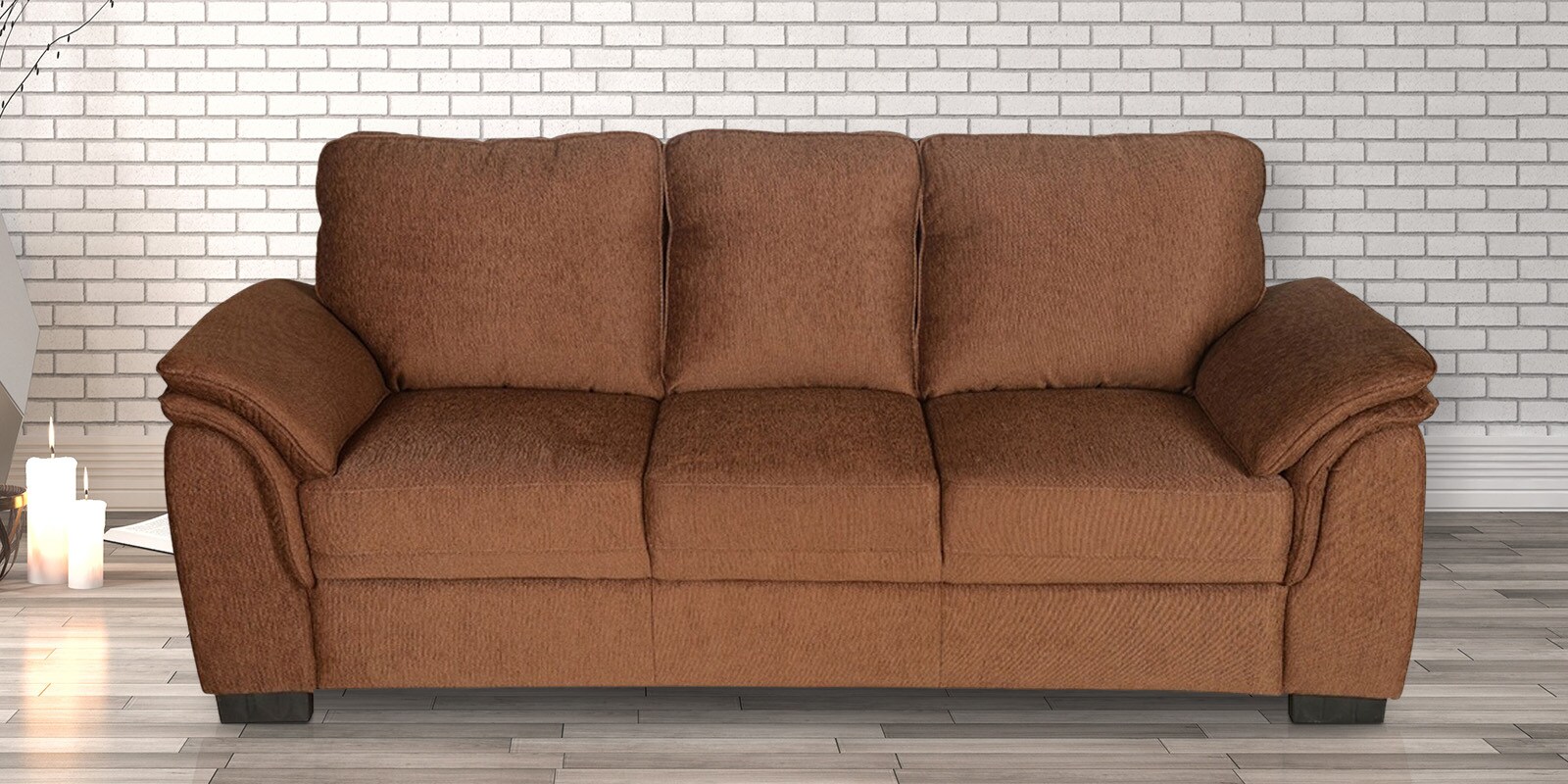 Buy Sasha Three Seater Sofa in Cocoa Brown Finish by @Home Online ...