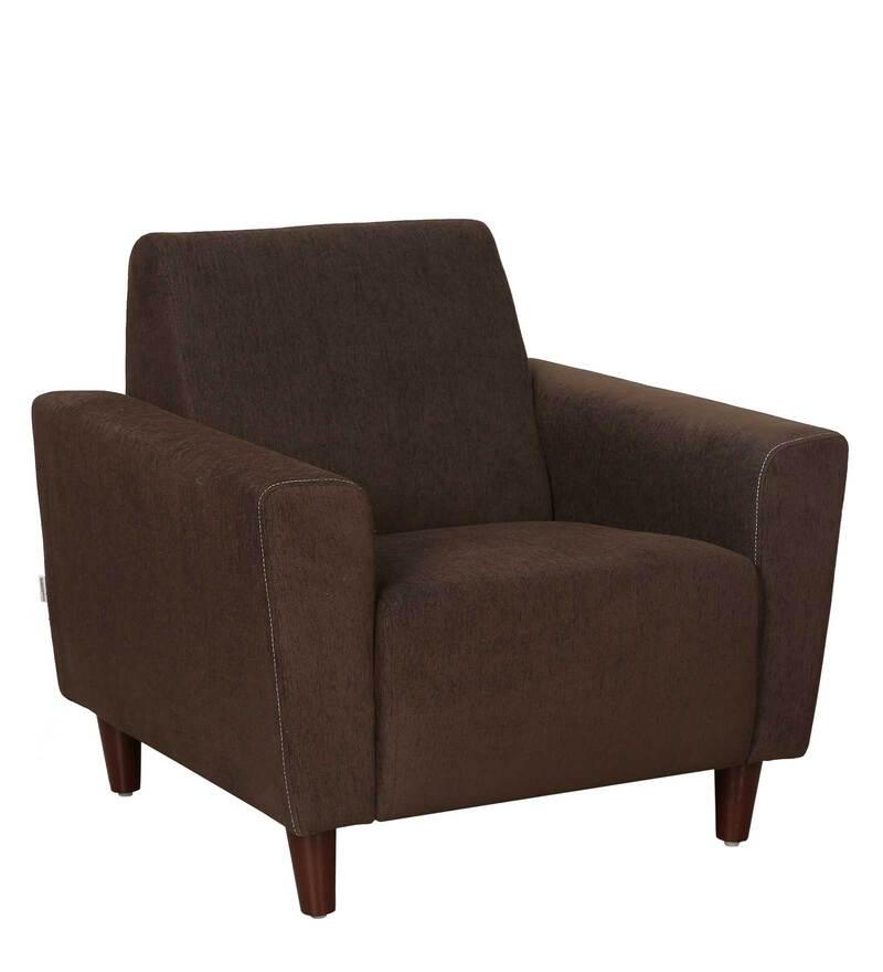 Buy Kemerovo Fabric 1 Seater Sofa In Chestnut Brown Colour By ...