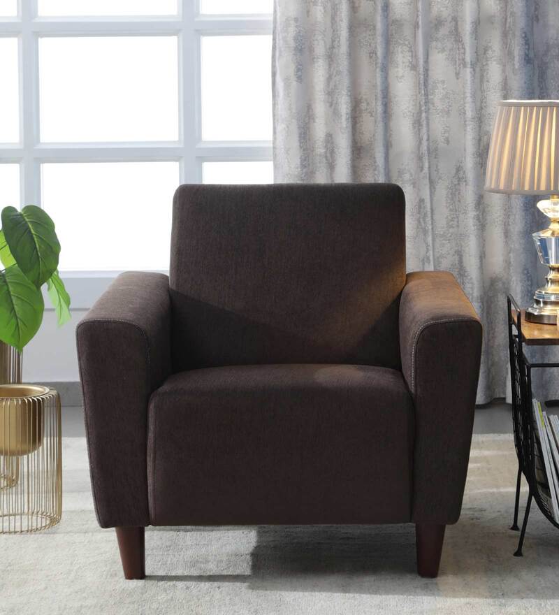 Buy Kemerovo Fabric 1 Seater Sofa In Chestnut Brown Colour By ...