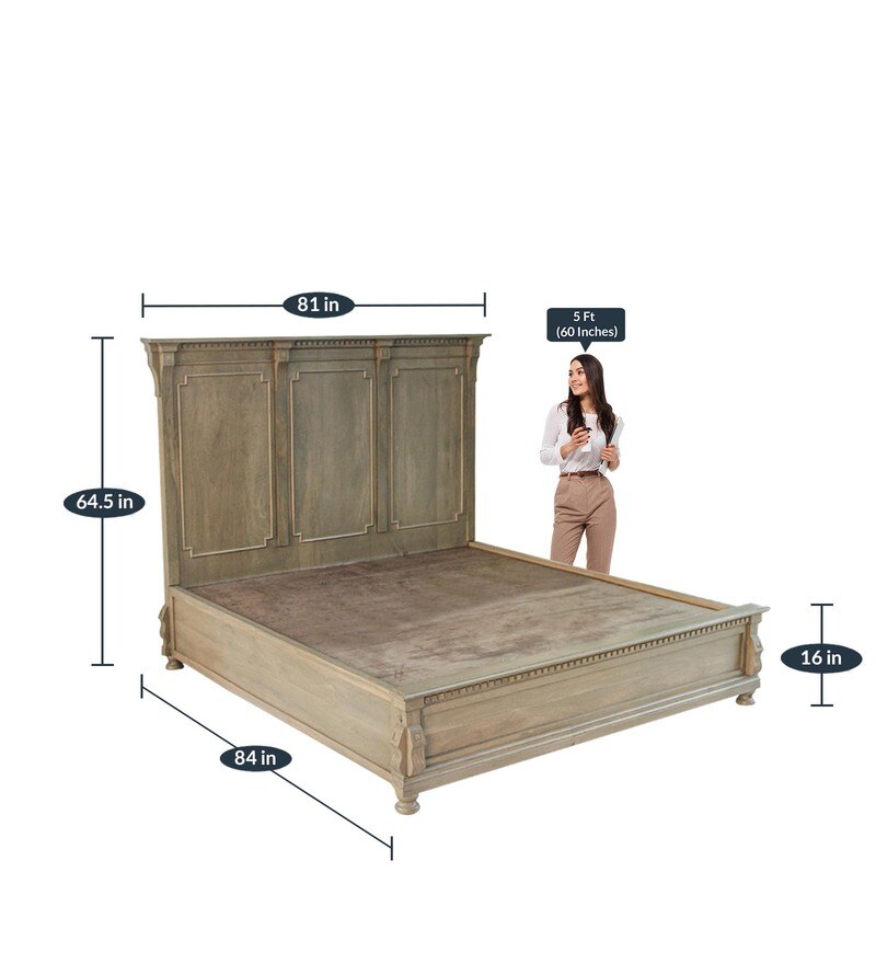 Buy Sandon King Size Bed With Storage In Vintage Finish Online ...