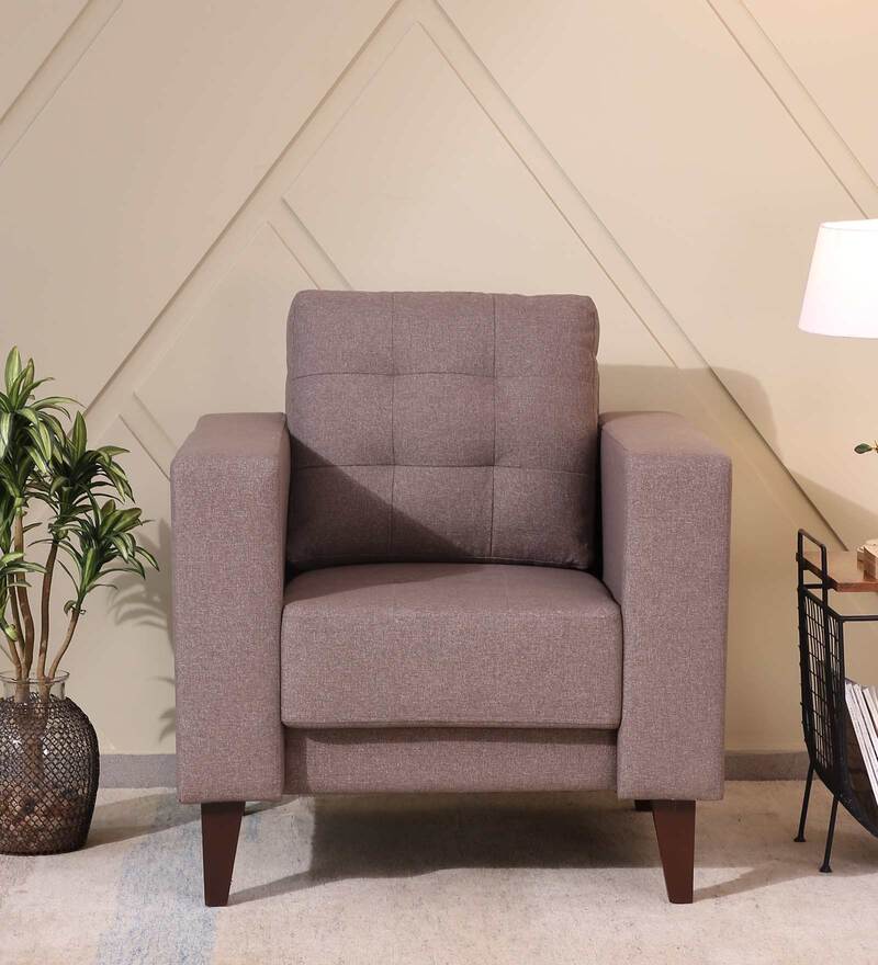 Buy Renata Fabric 1 Seater Sofa In Sandy Brown Colour By Woodsworth ...