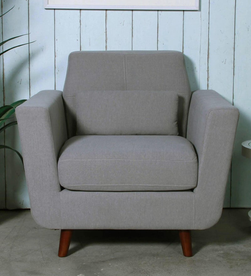 Buy Santiago Fabric 1 Seater Sofa In Ash Grey Colour By Casacraft ...