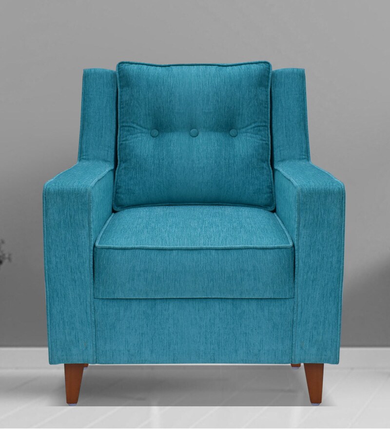 Buy Santiago Fabric 1 Seater Sofa in Teal Green Colour Online - Modern ...