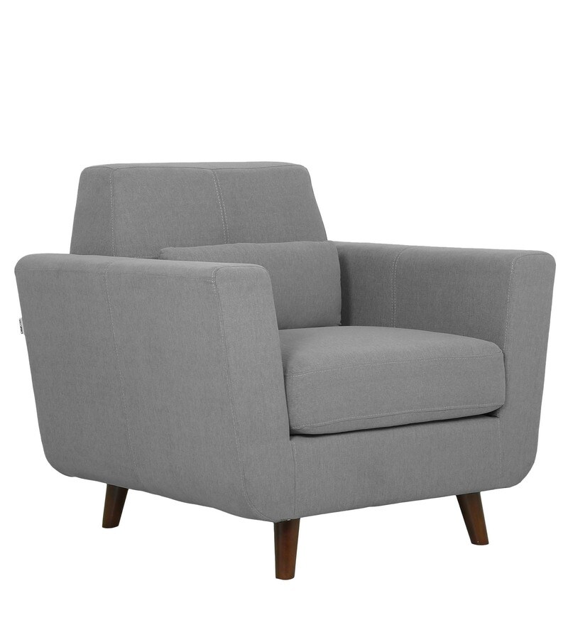 Buy Santiago Fabric 1 Seater Sofa In Ash Grey Colour By Casacraft ...