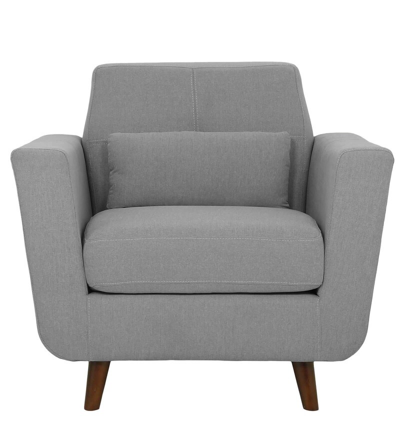 Buy Santiago Fabric 1 Seater Sofa In Ash Grey Colour By Casacraft ...