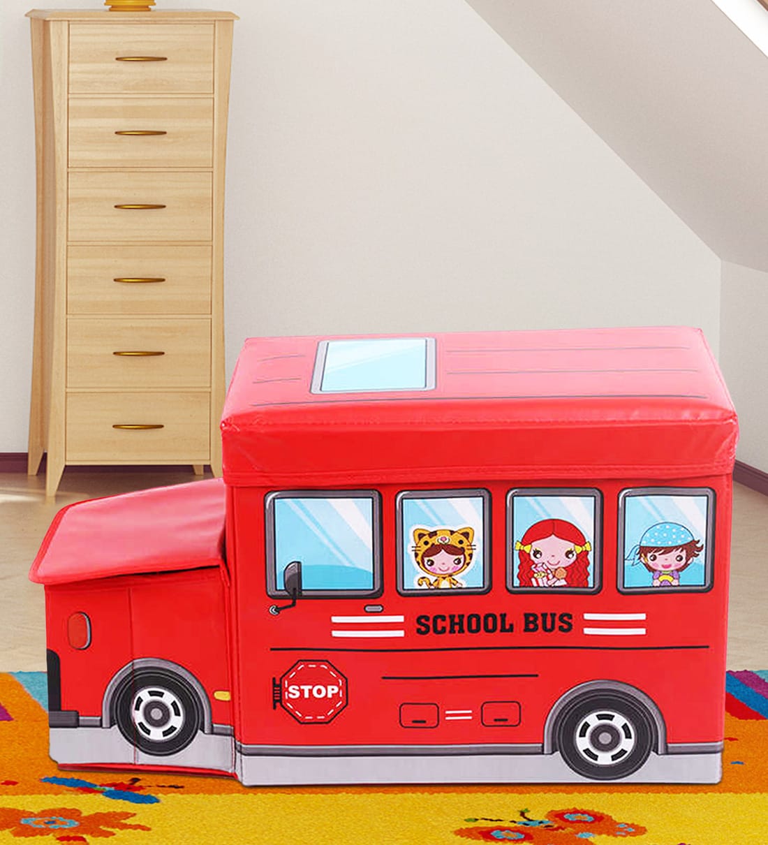 Buy School Bus Kids Storage Box in Red at 23% OFF by Muren | Pepperfry
