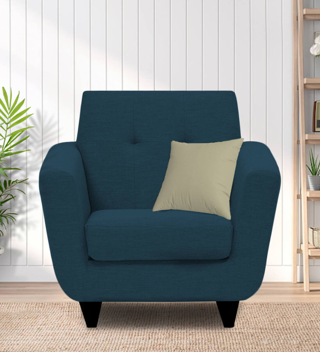 Buy Scout Fabric 1 Seater Sofa In Light Blue Colour at 52% OFF by ...