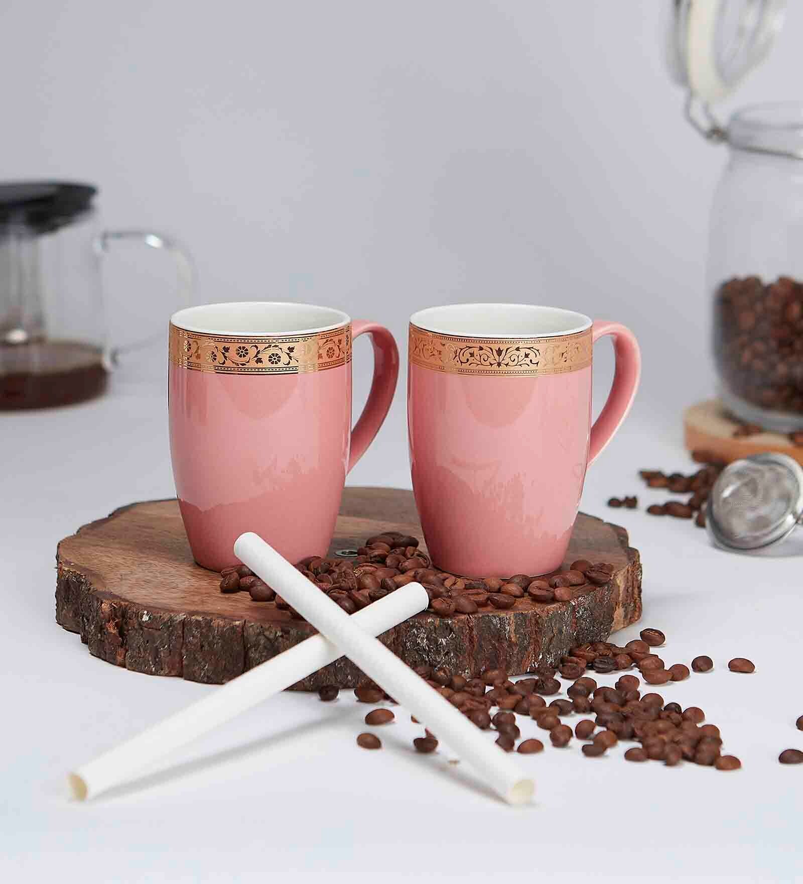 Buy Scarlet 230 ml Pink Porcelain Coffee Mug (Set of 2) by Vola | Pepperfry