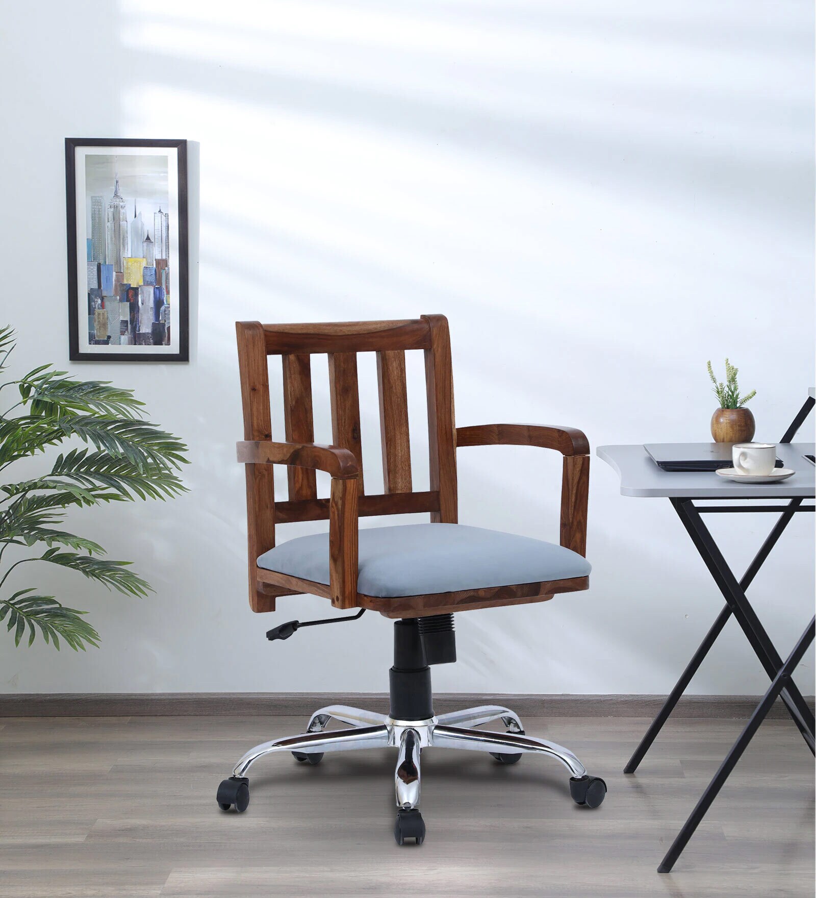 Buy Schaan Solid Wood Ergonomic Chair in Scratch Resistant Rustic Teak ...