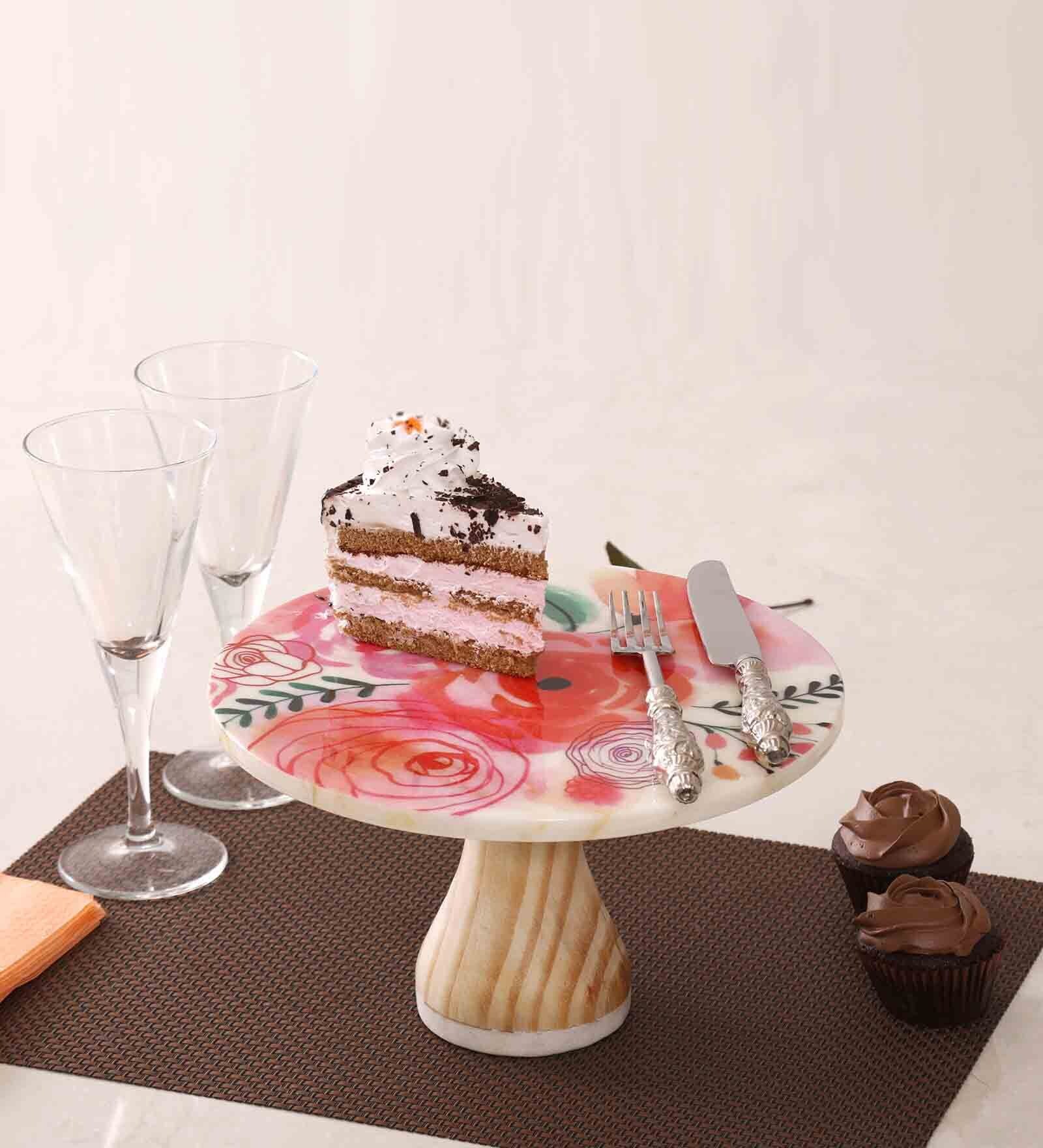 Buy Scrumptious Marble Multicolor Stone & Wood Cake Stand at 17% OFF by ...