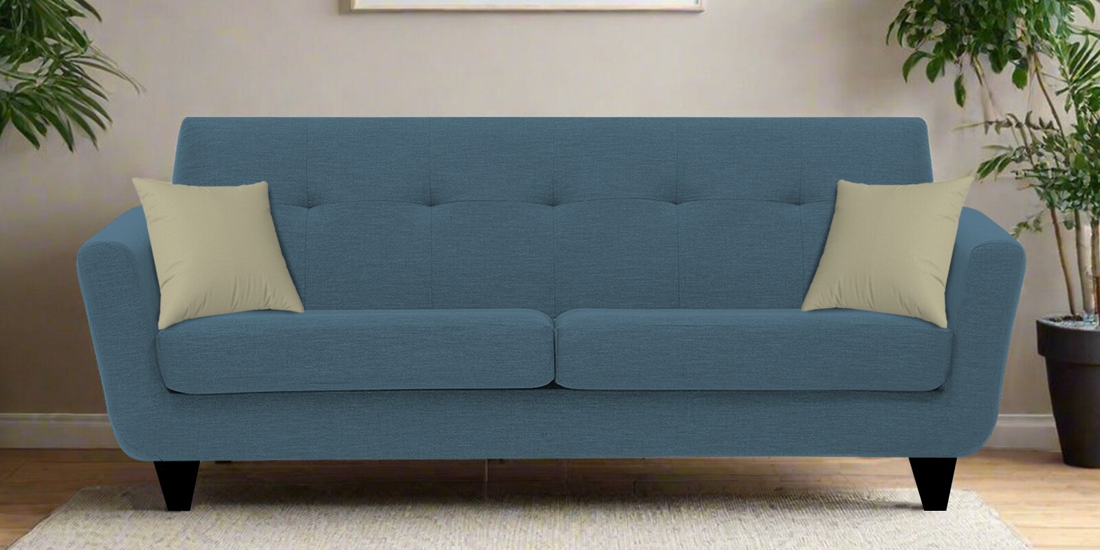 Buy Scout Fabric 3 Seater Sofa In Light Blue Colour at 52% OFF by ...