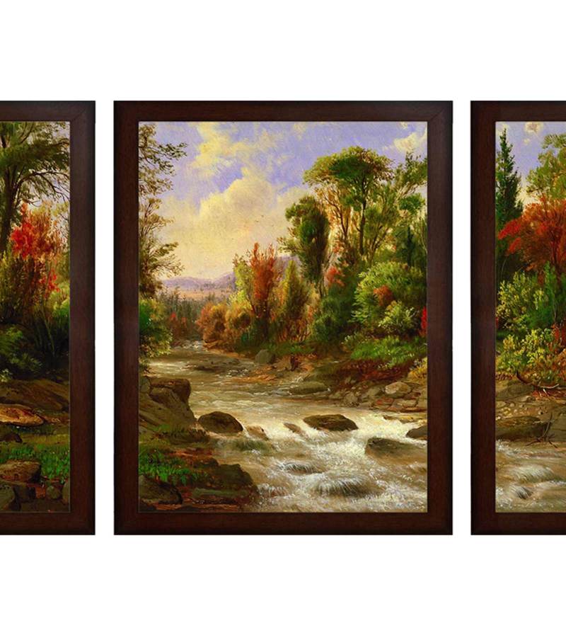 Buy Scenery MDF Set of 3 Wall Art Print by Wens Online - Landscape Art ...