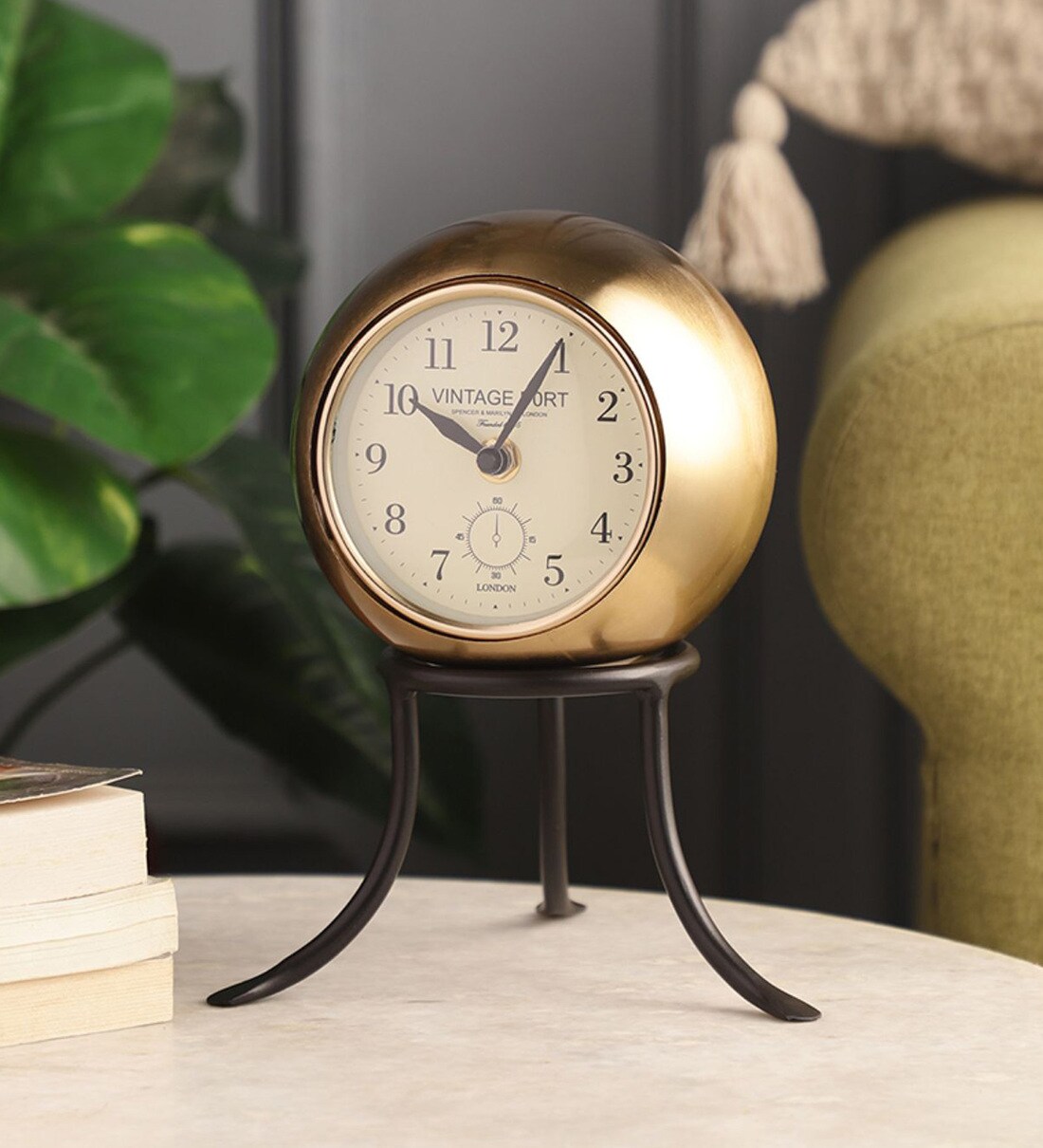 Buy Seated Sphere Gold & Black Aluminium Table Clock at 10% OFF by ...